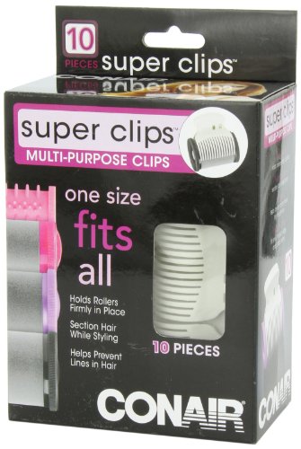 Conair Hot Roller Super Clips, White, Set of 10