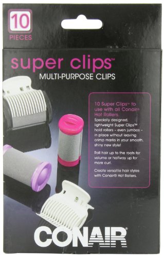 Conair Hot Roller Super Clips, White, Set of 10