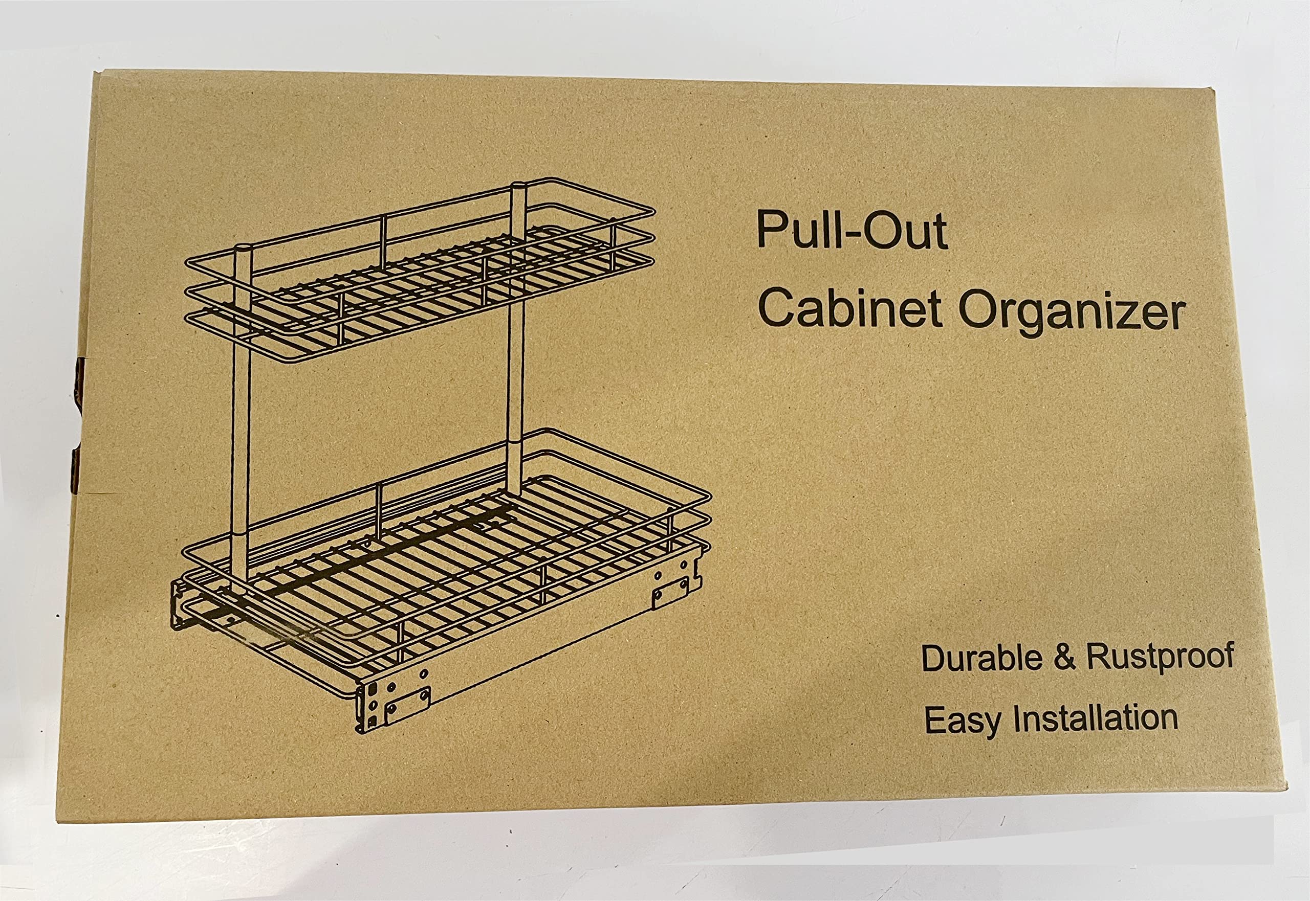 FANHAO Pull Out Cabinet Organizer, 2 Tier Wire Basket Under Sink Slide Out Storage Shelf with Sliding Drawer Storage - 10.43W x 17.32D x 14.56H, Request at Least 12 inch Cabinet Opening, Chrome