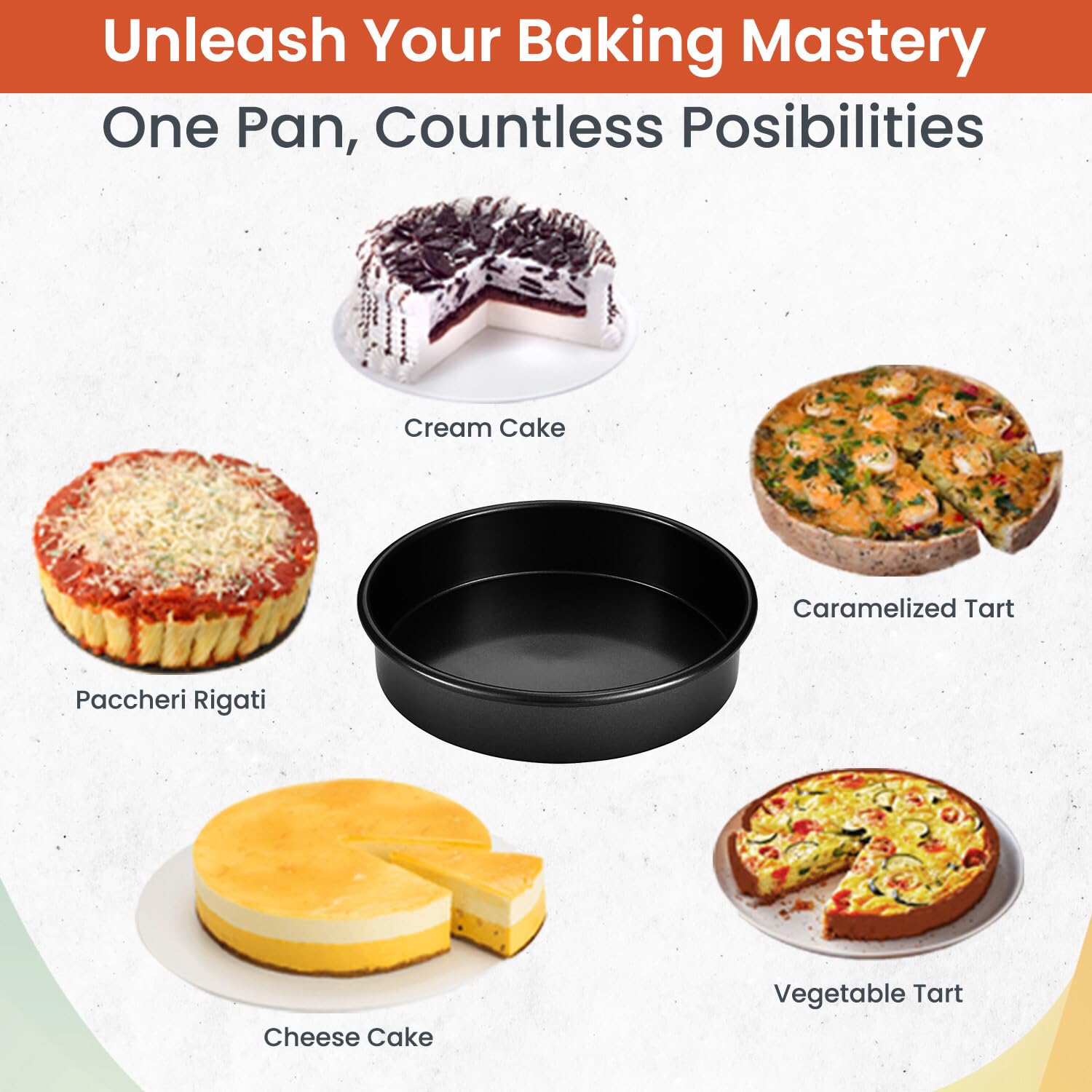 RFAQK 6 Inch Cake Pans Set of 3-6 Inch Round Cake Pan with 120 Pieces Parchment Papers, Non-stick Cake Baking Pans, Dishwasher Safe