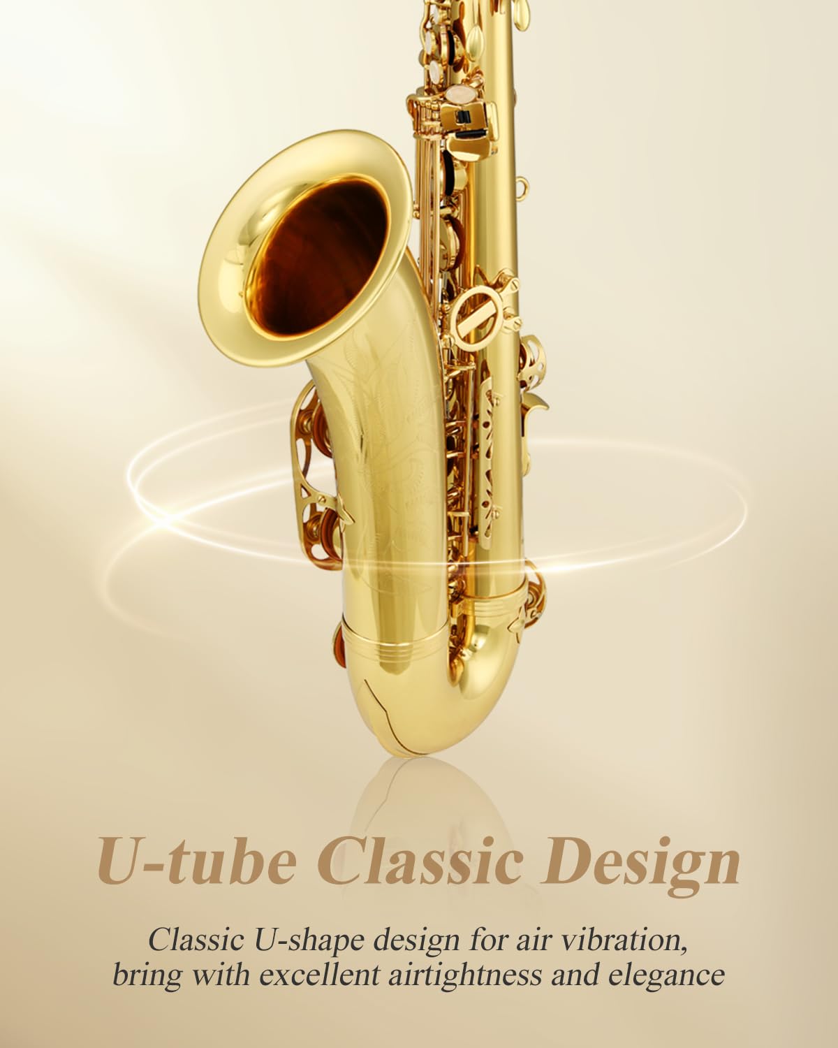 Eastar Tenor Saxophone Student Tenor Saxophone Bb Tenor Sax B Flat Gold Lacquer Beginner Saxophone With Cleaning Cloth,Carrying Case,Mouthpiece,Neck Strap, Reeds, Full Kit, TS-Ⅱ