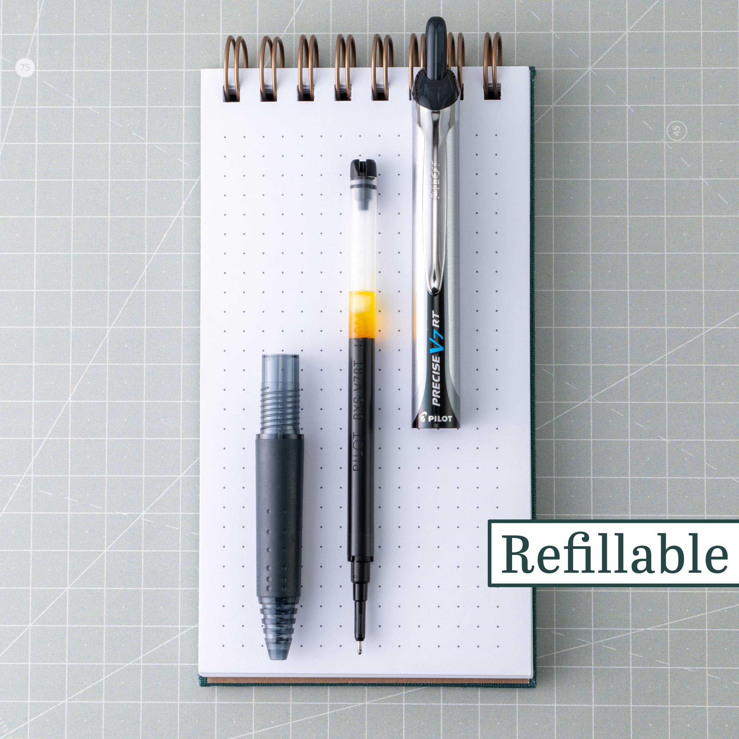 Pilot Precise V7 RT Retractable Rolling Ball Pens, Fine Point, Black Ink, 6 Pack