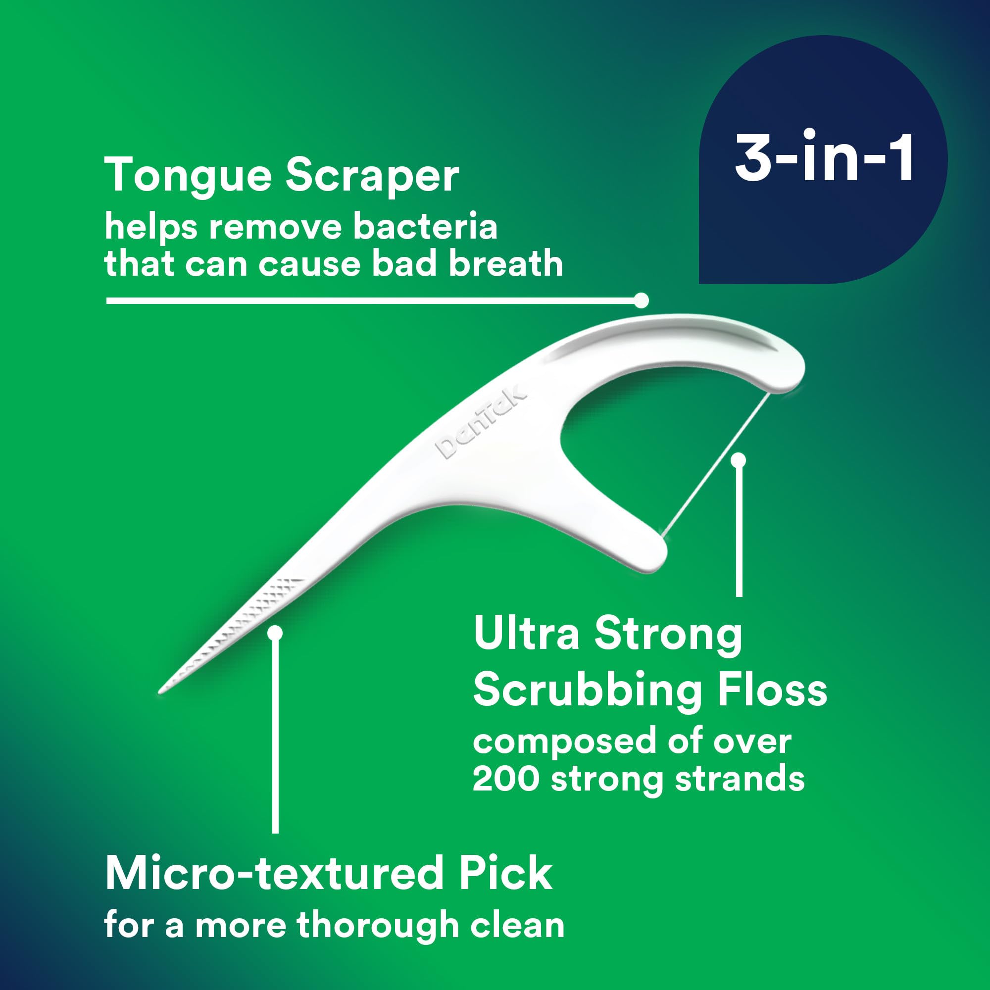 DenTek Triple Clean Advanced Clean Floss Picks, No Break & No Shred Floss, 150 Count