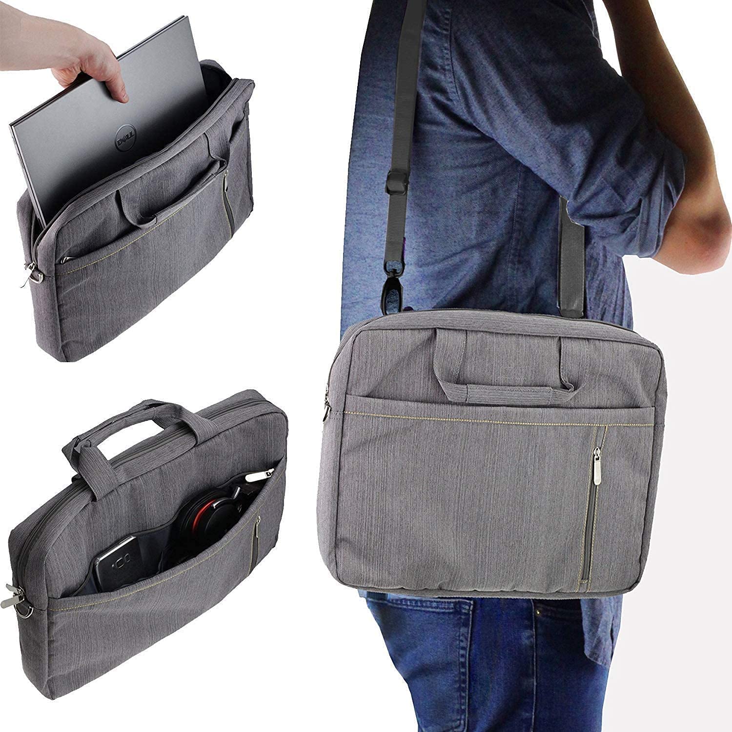 Navitech Grey Sleek Water Resistant Travel Bag - Compatible with Dell Alienware m17 R5 AMD 17.3" Gaming Laptop