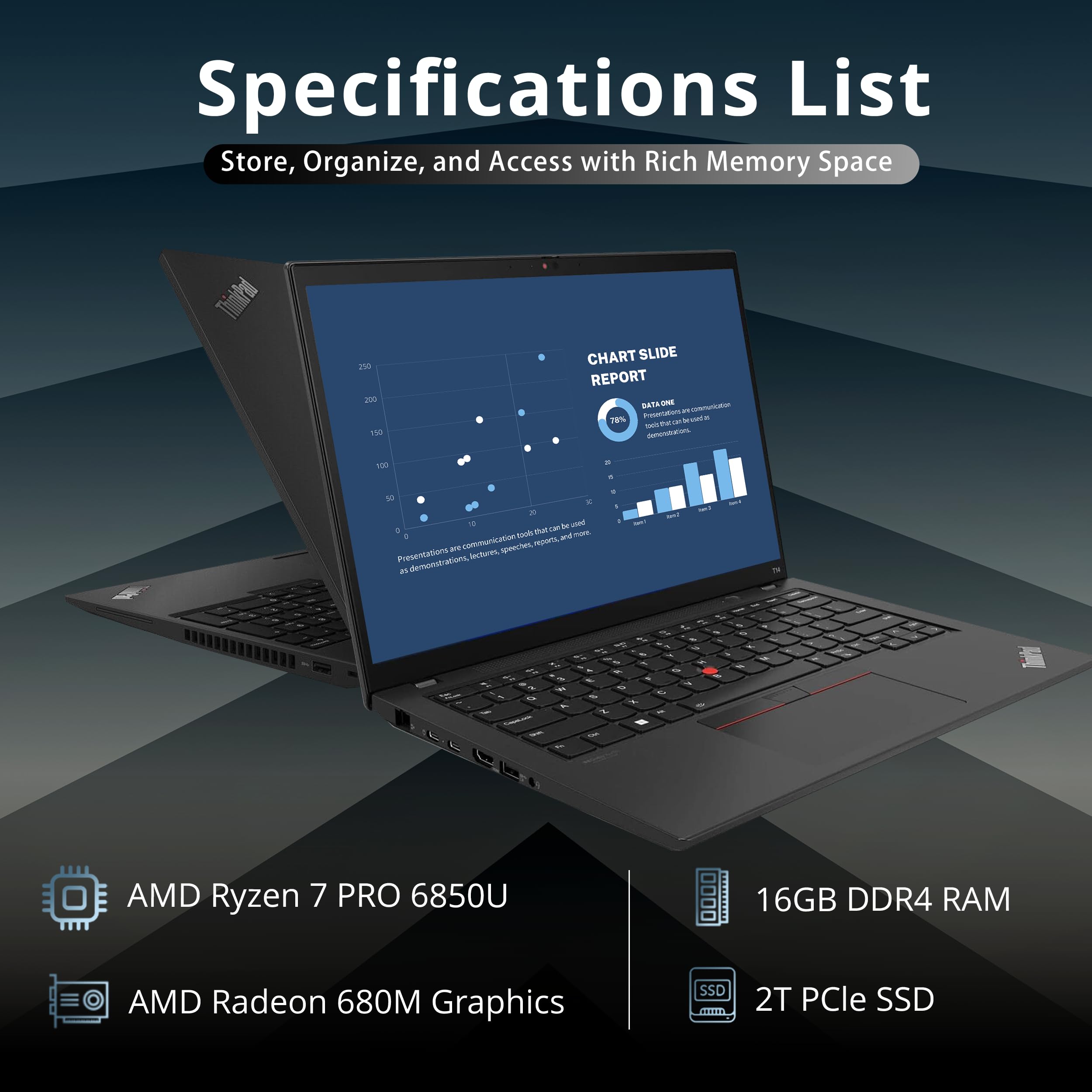 Lenovo ThinkPad T14s Gen 3 Business Laptop, 14.0'' FHD IPS Touchscreen, AMD Ryzen 7 PRO 6850U Octa-core, 16GB RAM, 2TB SSD, WiFi, Bluetooth, Webcam, Win 10 Pro, Black, 32GB Hotface USB Card