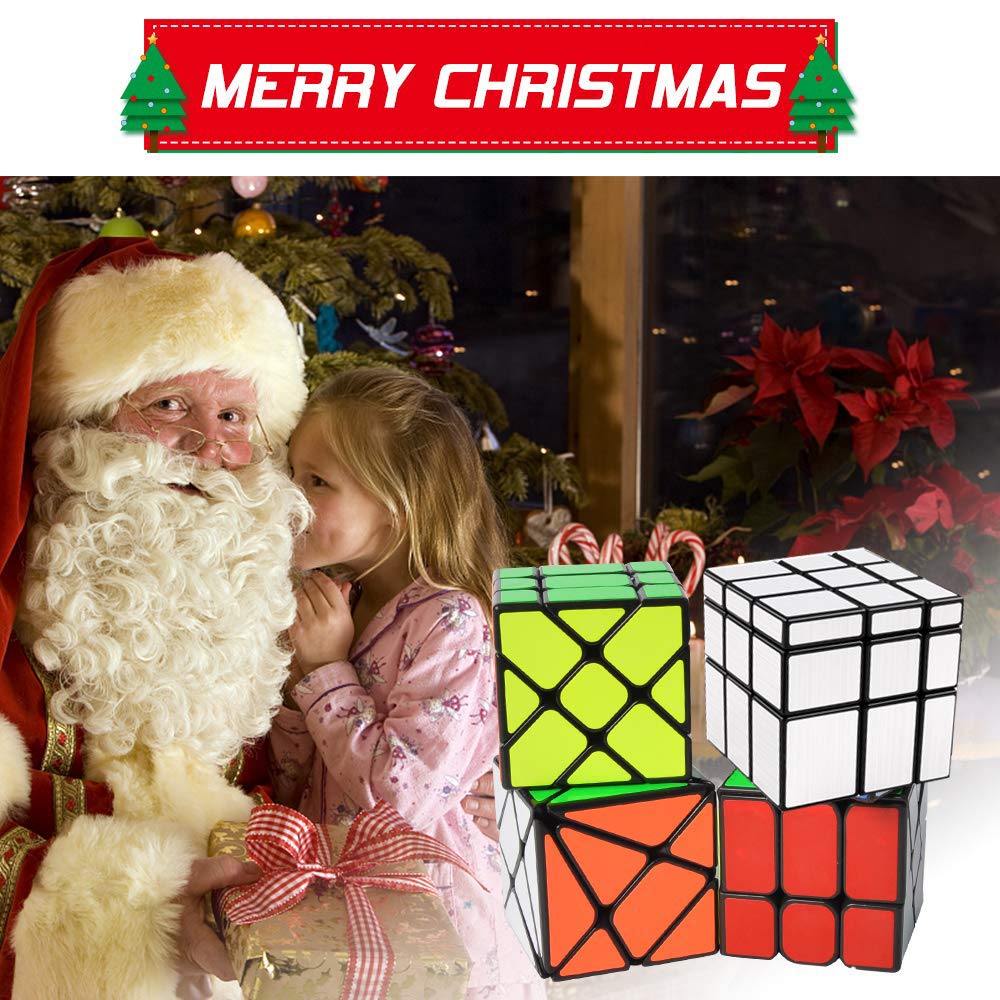 4-Pack YJ Cube Set - Included 3x3 YJ Fluctuation Angle Puzzle Cube - 2x3 YJ Wheel Puzzle Cube - 3x3 YJ Mirror Puzzle Cube 6 Color - 3x3 YJ Square King Puzzle Cube