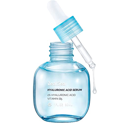 ZealSea 2% Pure Hyaluronic Acid Serum for Face with Vitamin B5, Hydrating Serum to Smooth Dry and Sensitive Skin, Deep Moisturizing Face Serum for Women, Anti-Aging Facial Serum for Fine Lines, 1 Fl Oz