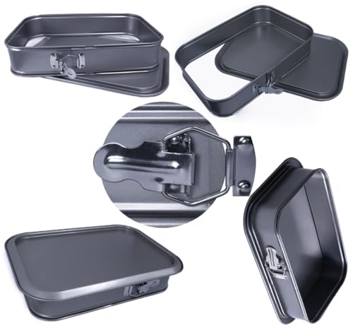 Old Tjikko Rectangular Springform Cake Pan, 14 x 9-Inch Rectangle Cheesecake Pan, Tiramisu Bakeware with Accessory,Removable Bottom,Non-Stick Baking Pan Mold,Leak Proof,Black