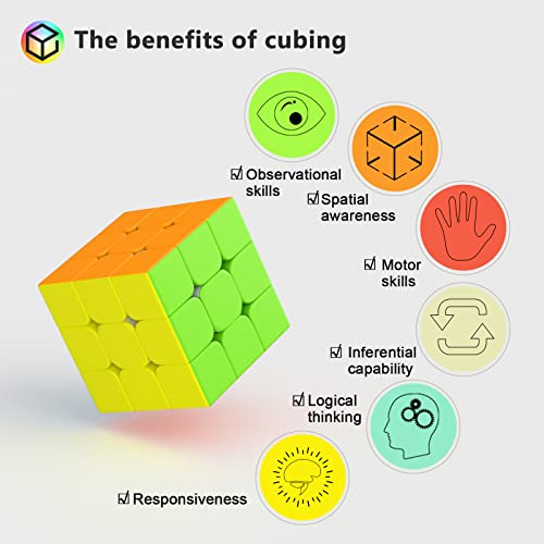Vdealen 3x3x3 Speed Cube Set, 6 Pack Speed Cube Bulk Professional Stickerless Magic Cube Set, Party Puzzle Cube Toy Great IQ Games Gift for Kid Teens Adults