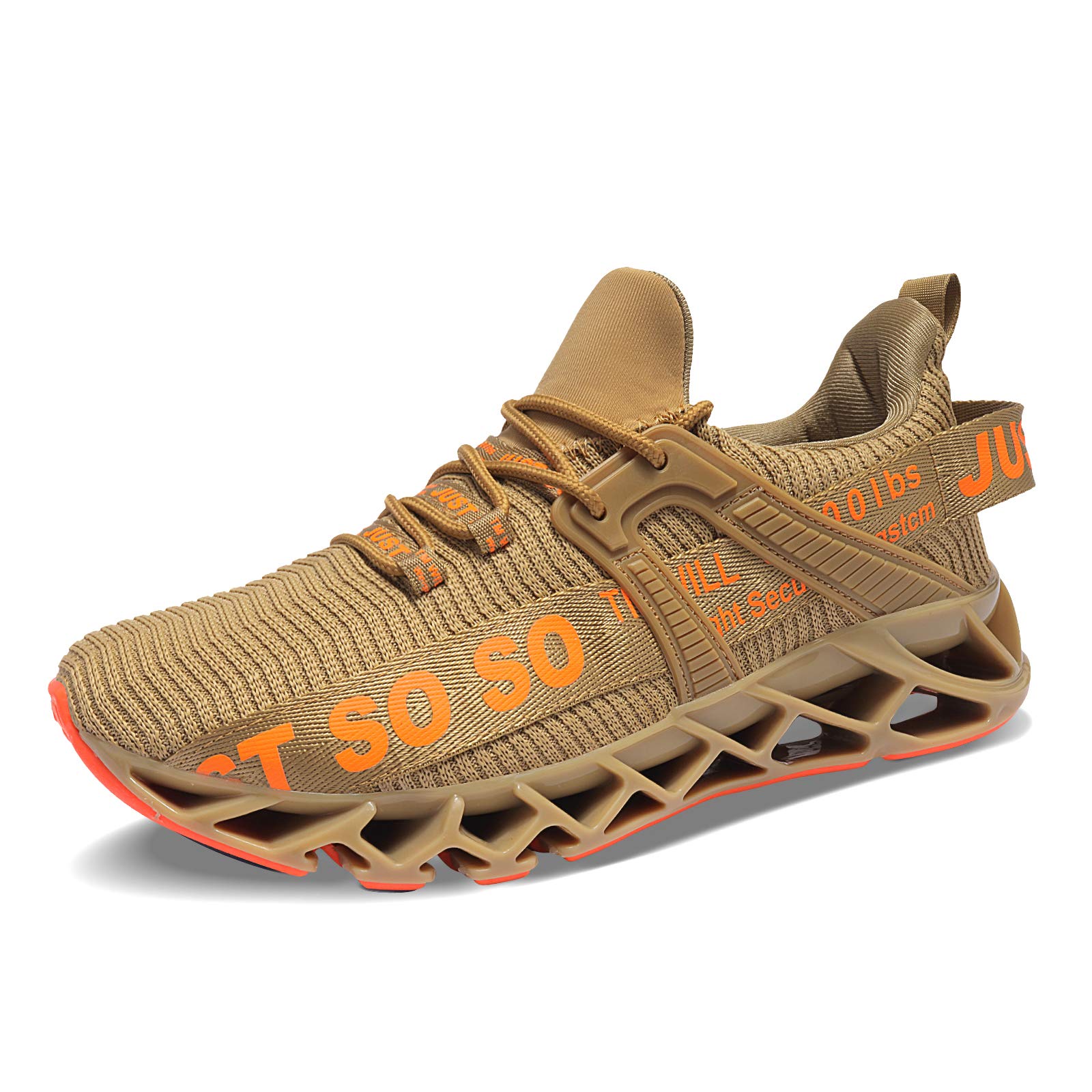 COKAFIL Mens Walking Shoes Running Athletic Fashion Tennis Blade Sneakers,Gold, 10