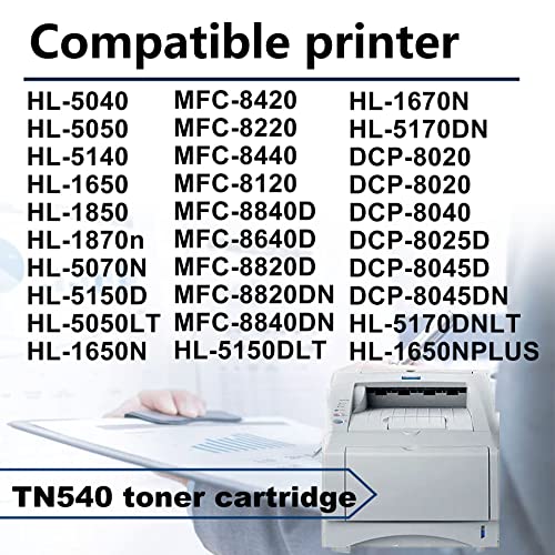Cobaprint (2-PK Black) Compatible TN-540 Toner Cartridge Replacement for Brother DCP-8040 DCP-8045D DCP-8045DN HL-5140 HL-5150D HL-5170DN MFC-8220 MFC-8440 DCP-8020 HL-1650 Printers