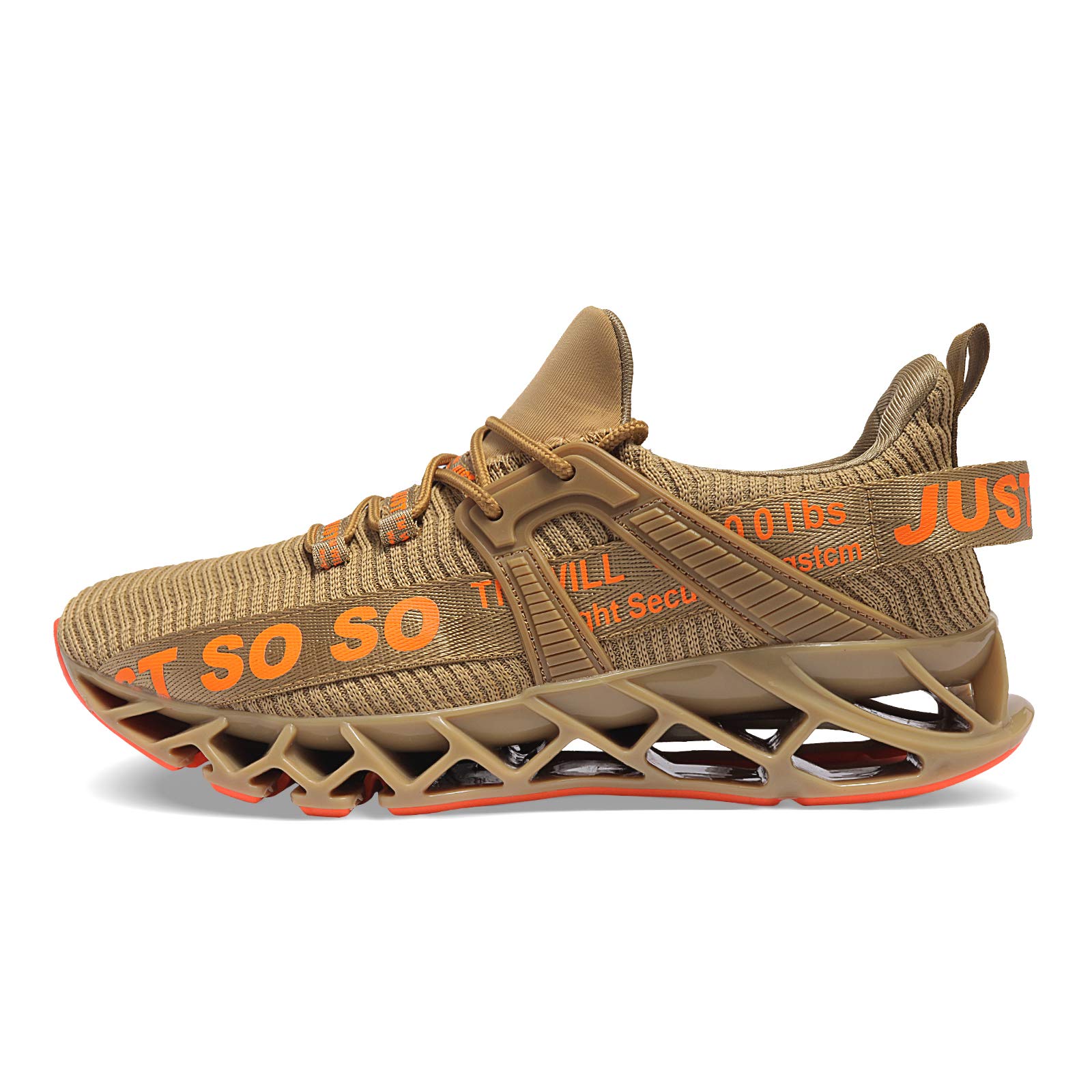 COKAFIL Mens Walking Shoes Running Athletic Fashion Tennis Blade Sneakers,Gold, 10