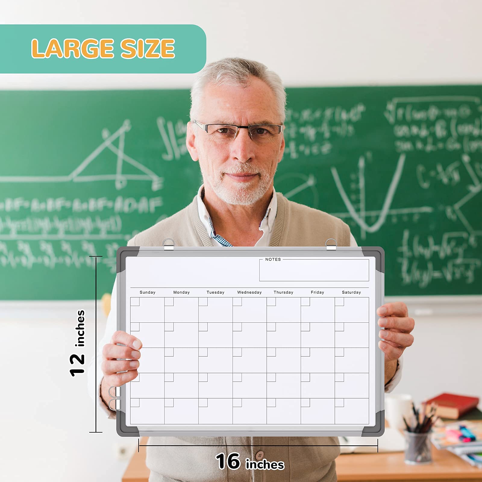 Small Monthly Calendar Dry Erase Whiteboard for Wall, 16" x 12" Magnetic Dry Erase Board, Hanging Double-Sided White Board, Portable Board for Drawing, Kitchen, Planning, Memo, School, Home, Office