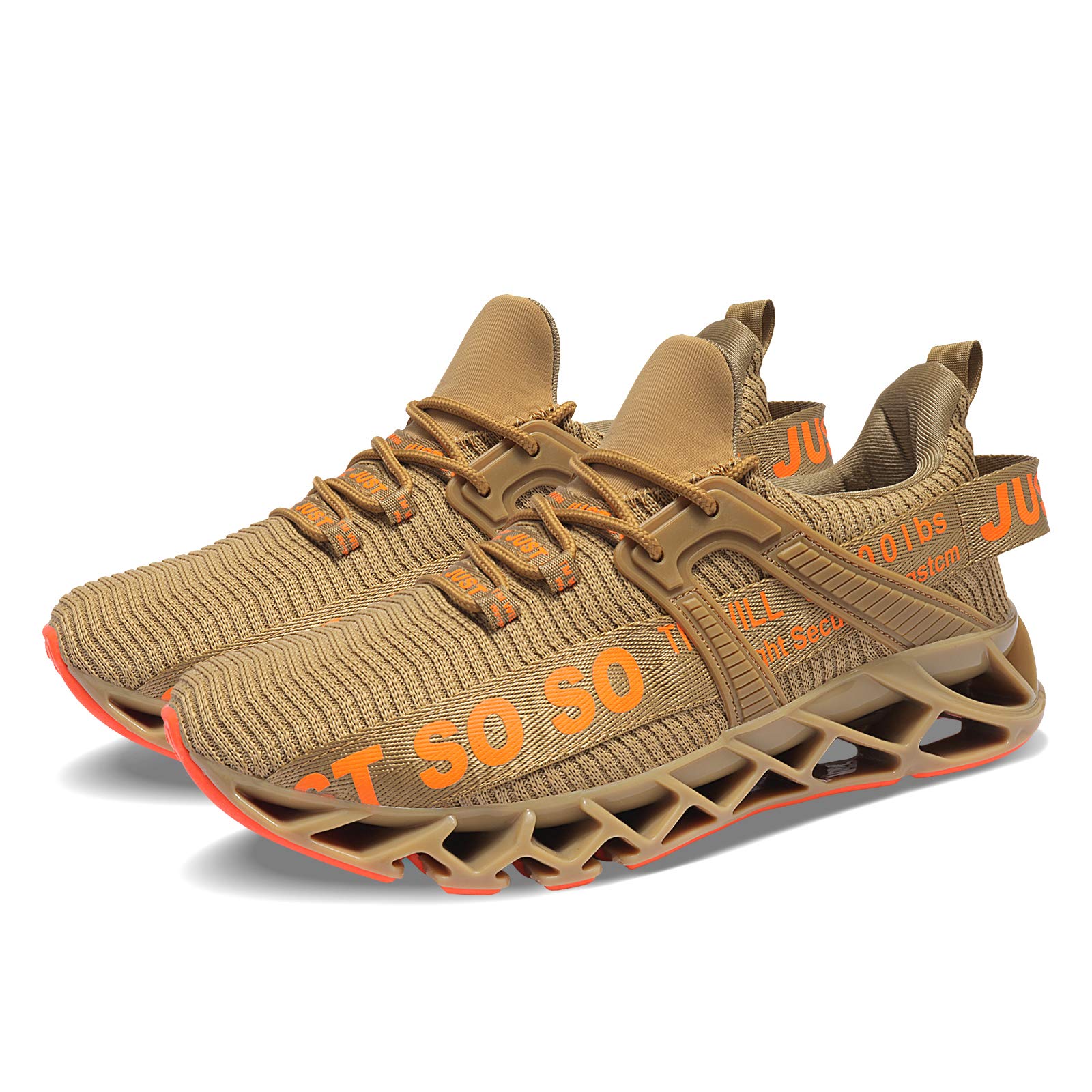 COKAFIL Mens Walking Shoes Running Athletic Fashion Tennis Blade Sneakers,Gold, 10