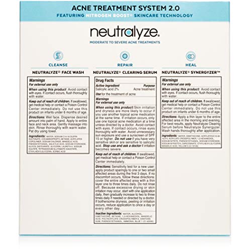 Neutralyze Moderate To Severe Acne Treatment Kit 2.0 - Maximum Strength Acne Kit, 2% Salicylic Acid, Mandelic Acid & Nitrogen Boost Skincare Technology - Acne Treatment for Teens & Adults (90+ Day)