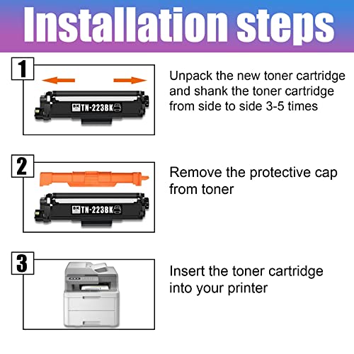 TN223BK TN-223BK Compatible 1 Pack Black TN-223 TN223 Toner Cartridge Replacement for Brother MFC-L3770CDW MFC-L3750CDW HL-3270CDW HL-3230CDN HL-3290CDW DCP-L3510CDW DCP-L3550CDW Toner Printer