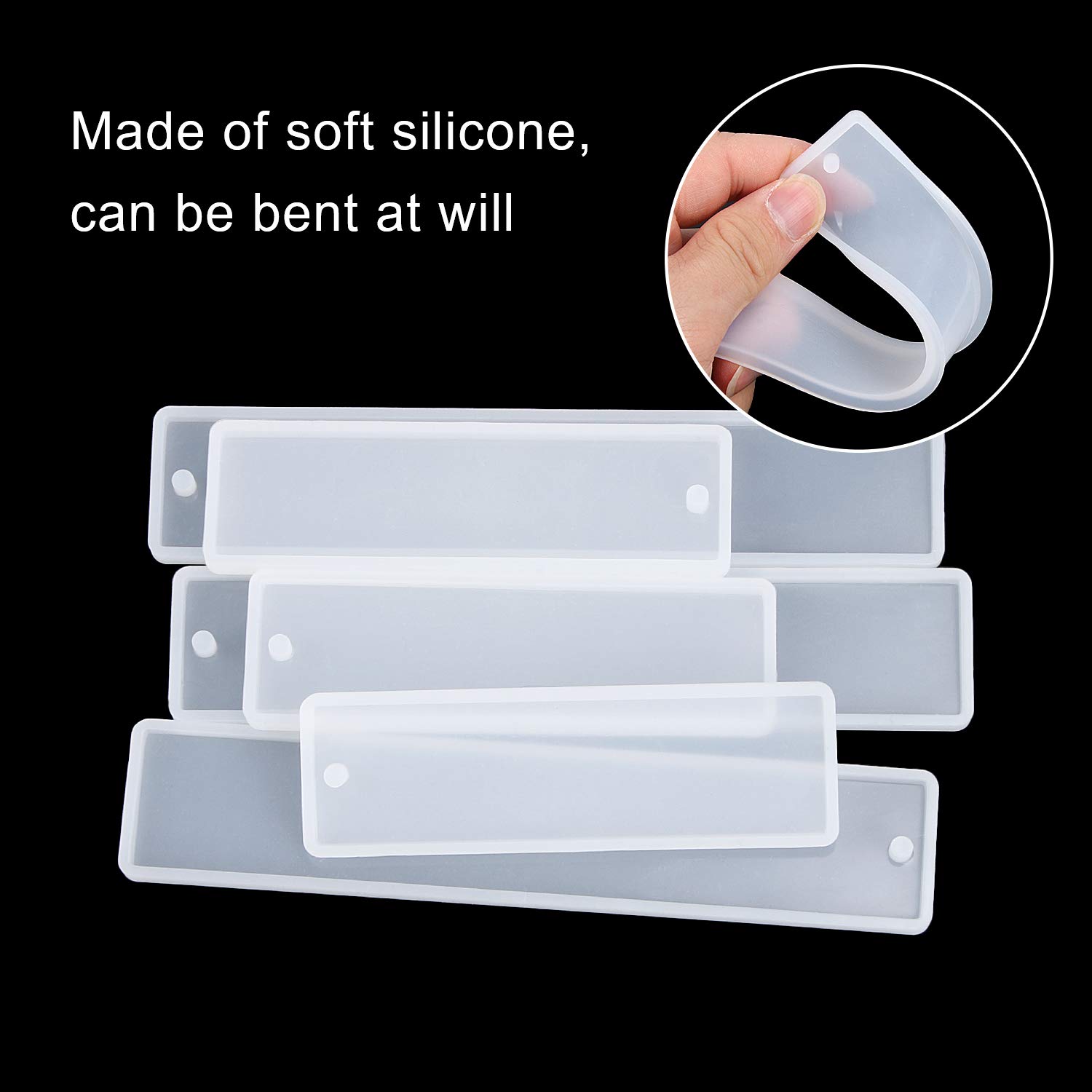 6 Pack DIY Bookmark Resin Mold Rectangle Bookmark Silicone Molds with 24 Pieces Colorful Tassels for Jewelry DIY Craft (6)