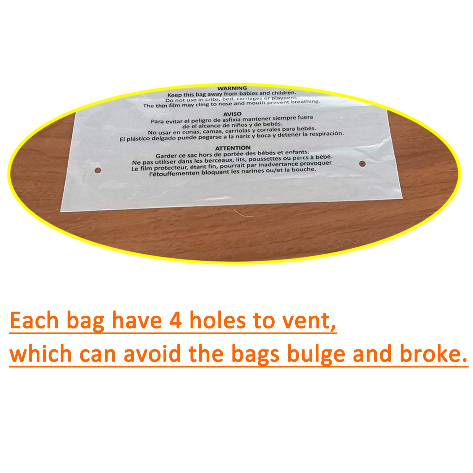Belinlen 400 Count Combo Pack Warning Bags - 6x9, 8x10, 9x12, 11x14 Inch Self Seal Clear Poly Bags with Suffocation Warning with Permanent Adhesive, Strong Adhesive, Not Resealable (1.5mil)