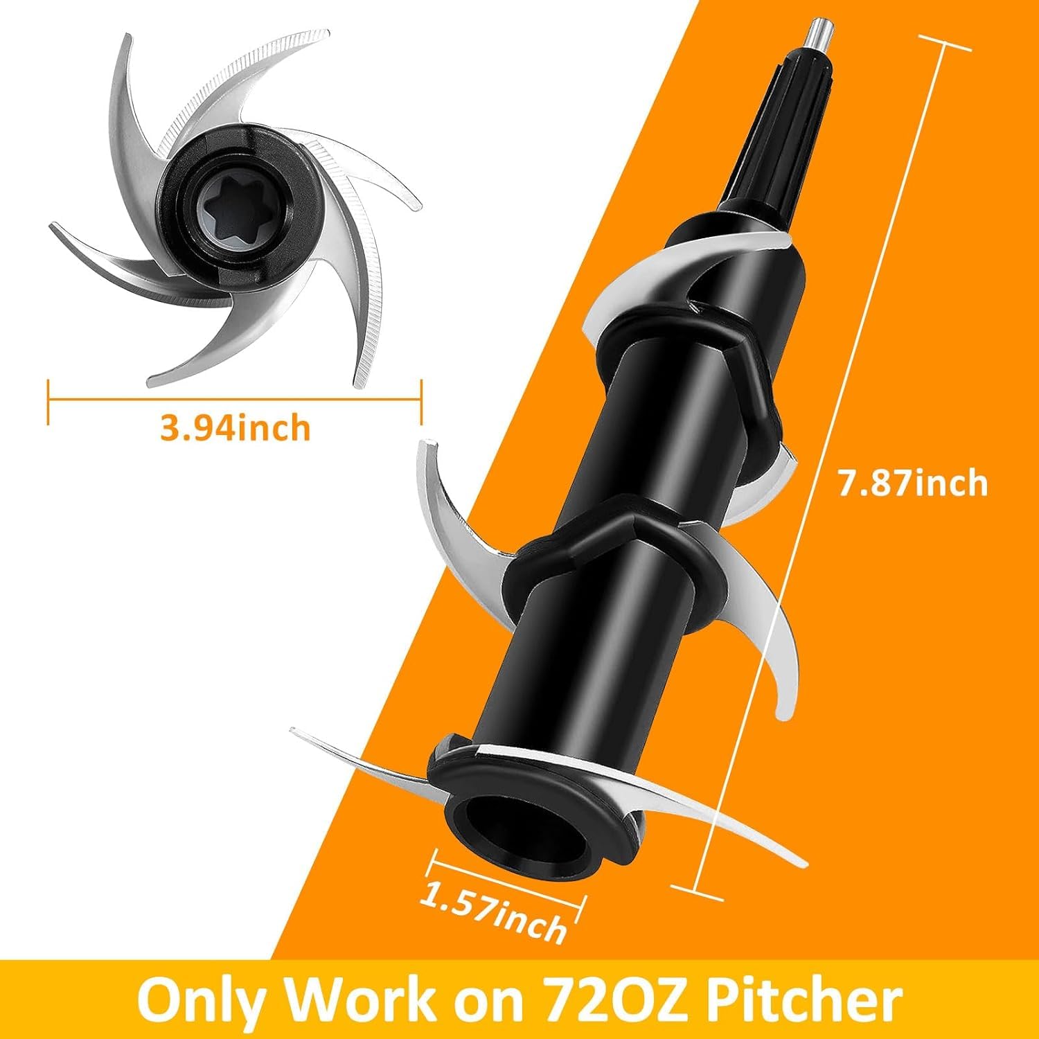 Sduck 6 Stacked Blade Replacement for Ninja 72 oz Pitcher Compatible with Nutri Ninja Blender BL500 BL500C BL550 BL610 BL642 BL660 BL660C BL700 BL740 BL770 BL780 NJ600 NJ600C