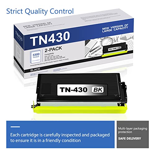 EDH Compatible TN430 TN-430 Toner Cartridge Replacement for Brother High Yield Compatible with DCP-1200 HL-1240 1430 1435 MFC-8500 8300 9700 9750 P2500 IntelliFax-4100e 5750 Printer (2 Pack,Black)