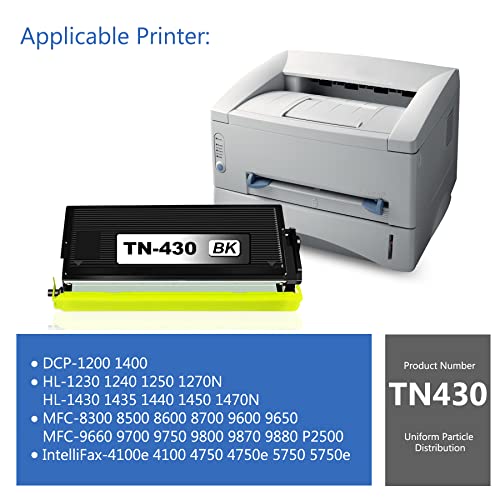 EDH Compatible TN430 TN-430 Toner Cartridge Replacement for Brother High Yield Compatible with DCP-1200 HL-1240 1430 1435 MFC-8500 8300 9700 9750 P2500 IntelliFax-4100e 5750 Printer (2 Pack,Black)