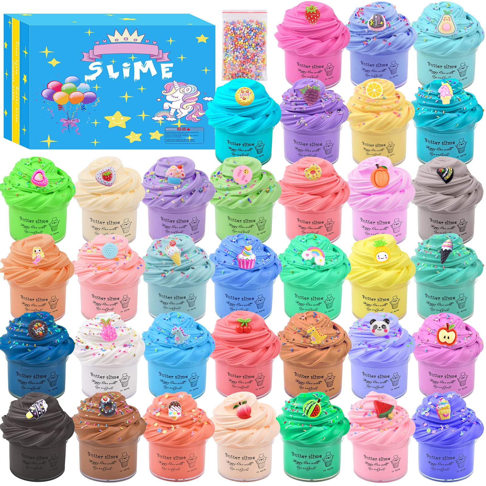 35 Pack Mini Butter Slime Kit with Slime Accessories - Scented Slime for Boys & Girls - Soft, Non-Sticky & Fun Party Toy for Kids - Stress Relief