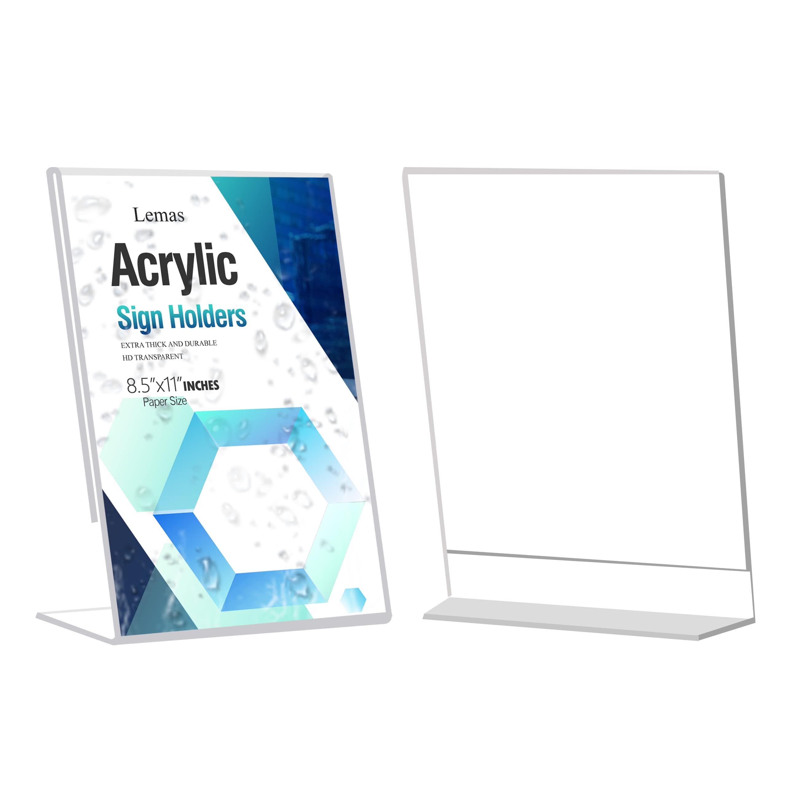 Lemas Slanted Back Acrylic Sign Holder 8.5*11 Inches，Clear Desktop Sign Holder Plastic Paper Holder Tabletop Display Stand for Office, Restaurant, Store (3Pcs)