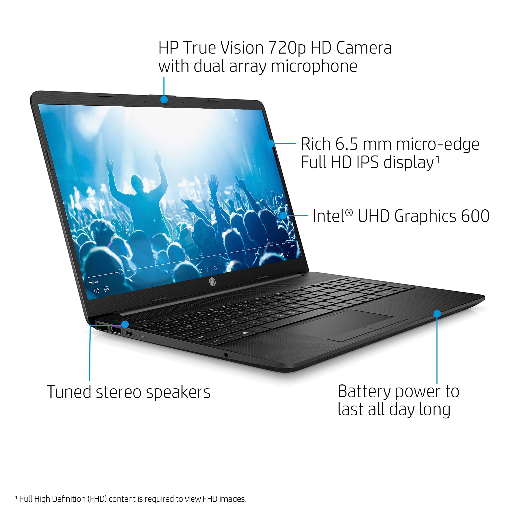 HP 2022 Newest Notebook 15 Laptop, 15.6" Full HD Screen, Intel Celeron N4020 Processor, 16GB DDR4 Memory, 1TB SSD, Online Meeting Ready, Webcam, Type-C, RJ-45, HDMI, Windows 10 Home, Black