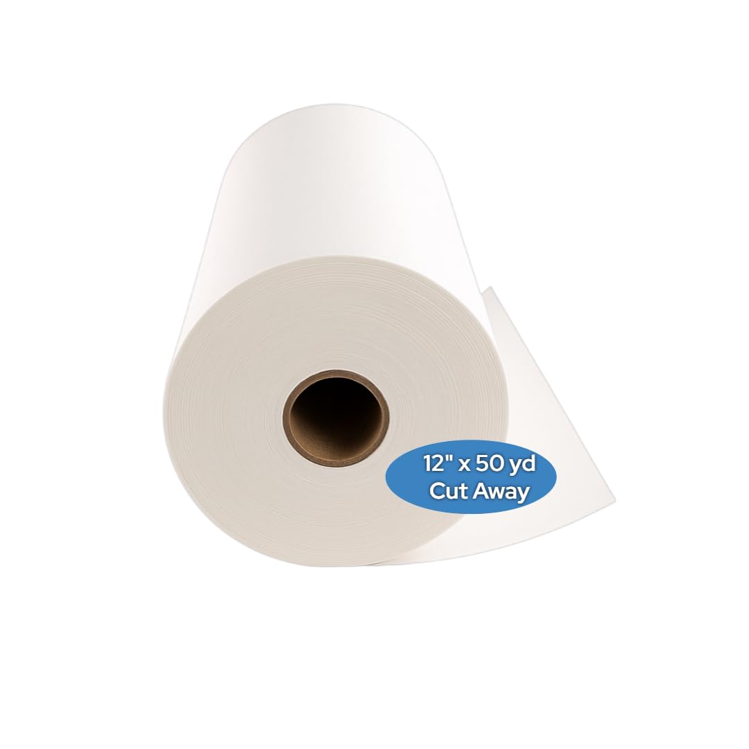 Cut Away Embroidery Stabilizer 12” x 50 Yard Roll – 2.5 Ounce Cutaway for Machine Embroidery