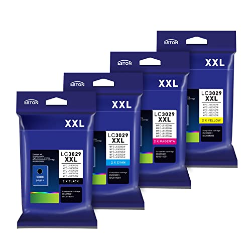 ESTON Compatible LC3029 Ink Cartridge Replacement for Brother LC 3029XXL for MFC-J6535DW MFC-J6935DW MFC-J5830DW MFC-J5930DW MFC-J5830DWXL Printer (2Black 2Cyan 2Magenta 2Yellow, 8-Pack)