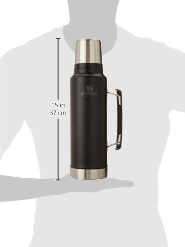 Stanley Classic Vacuum Insulated Wide Mouth Bottle, Matte Black - BPA-Free 18/8 Stainless Steel Thermos for Cold & Hot Beverages – Keeps Liquid Hot or Cold for Up to 24 Hours – Lifetime Warranty