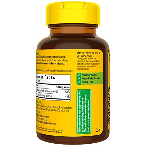 Nature Made Calcium 600 mg with Vitamin D3 for Immune Support, Tablets, 60 Count, helps support Bone Strength (Pack of 3)
