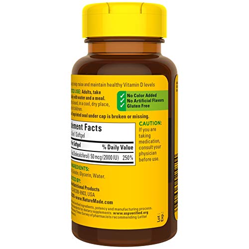 Vitamin D3, 90 Softgels, Vitamin D 2000 IU (50 mcg) Helps Support Immune Health, Strong Bones and Teeth, & Muscle Function, 250% of the Daily Value for Vitamin D in One Daily Softgel