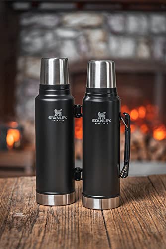 Stanley Classic Vacuum Insulated Wide Mouth Bottle, Matte Black - BPA-Free 18/8 Stainless Steel Thermos for Cold & Hot Beverages – Keeps Liquid Hot or Cold for Up to 24 Hours – Lifetime Warranty
