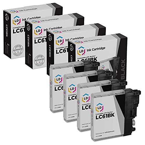 LD Products Compatible Ink Cartridge Replacement for Brother LC61BK (Black, 4-Pack)