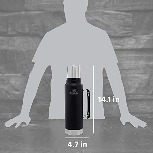 Stanley Classic Vacuum Insulated Wide Mouth Bottle, Matte Black - BPA-Free 18/8 Stainless Steel Thermos for Cold & Hot Beverages – Keeps Liquid Hot or Cold for Up to 24 Hours – Lifetime Warranty