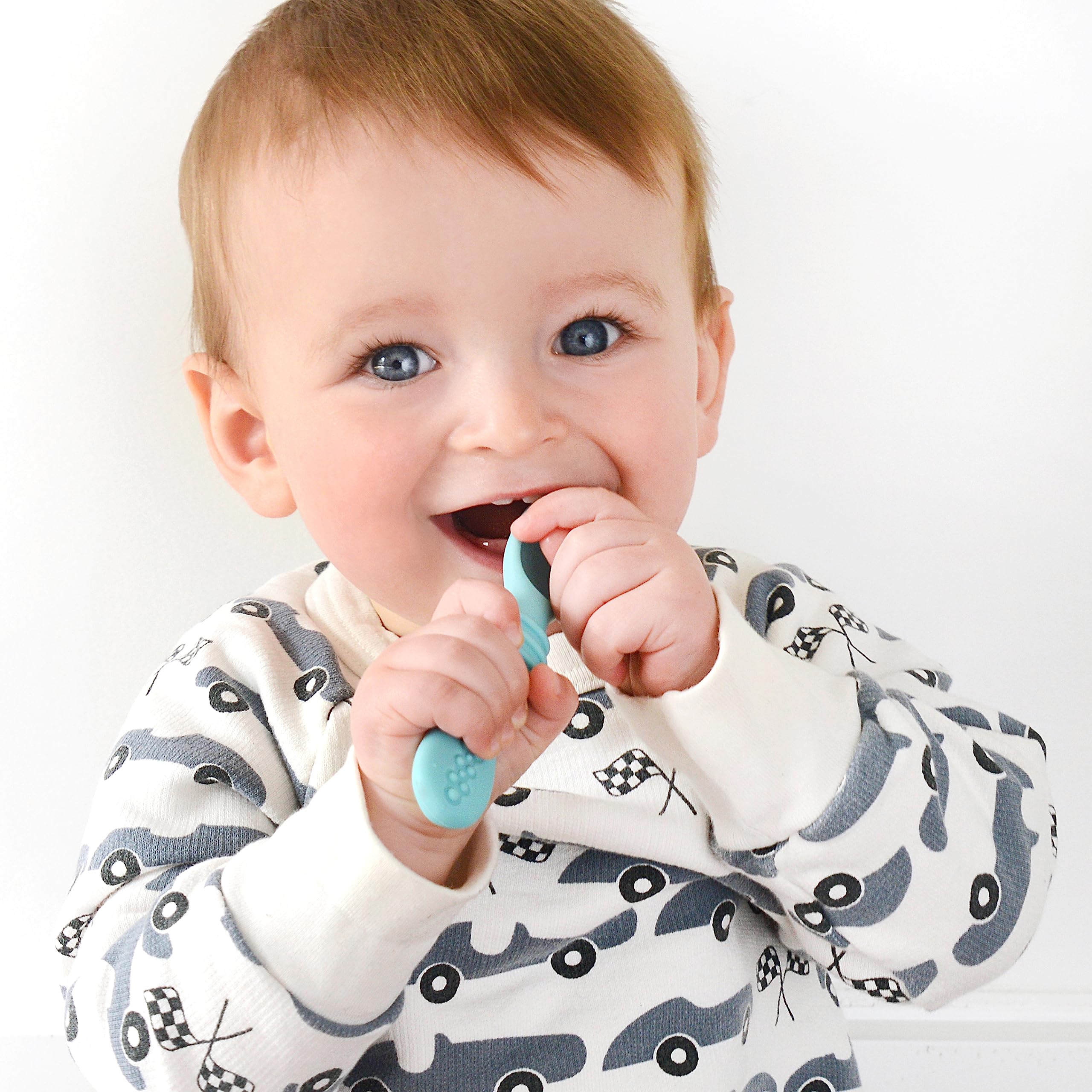 PrimaStella Silicone Rainbow Chew Spoon Set for Babies and Toddlers | Safety Tested | BPA Free | Microwave, Dishwasher and Freezer Safe