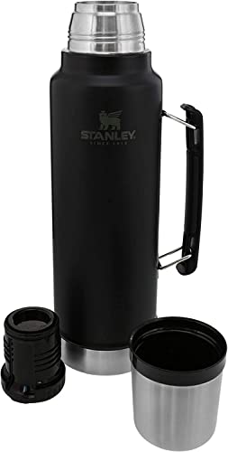 Stanley Classic Vacuum Insulated Wide Mouth Bottle, Matte Black - BPA-Free 18/8 Stainless Steel Thermos for Cold & Hot Beverages – Keeps Liquid Hot or Cold for Up to 24 Hours – Lifetime Warranty