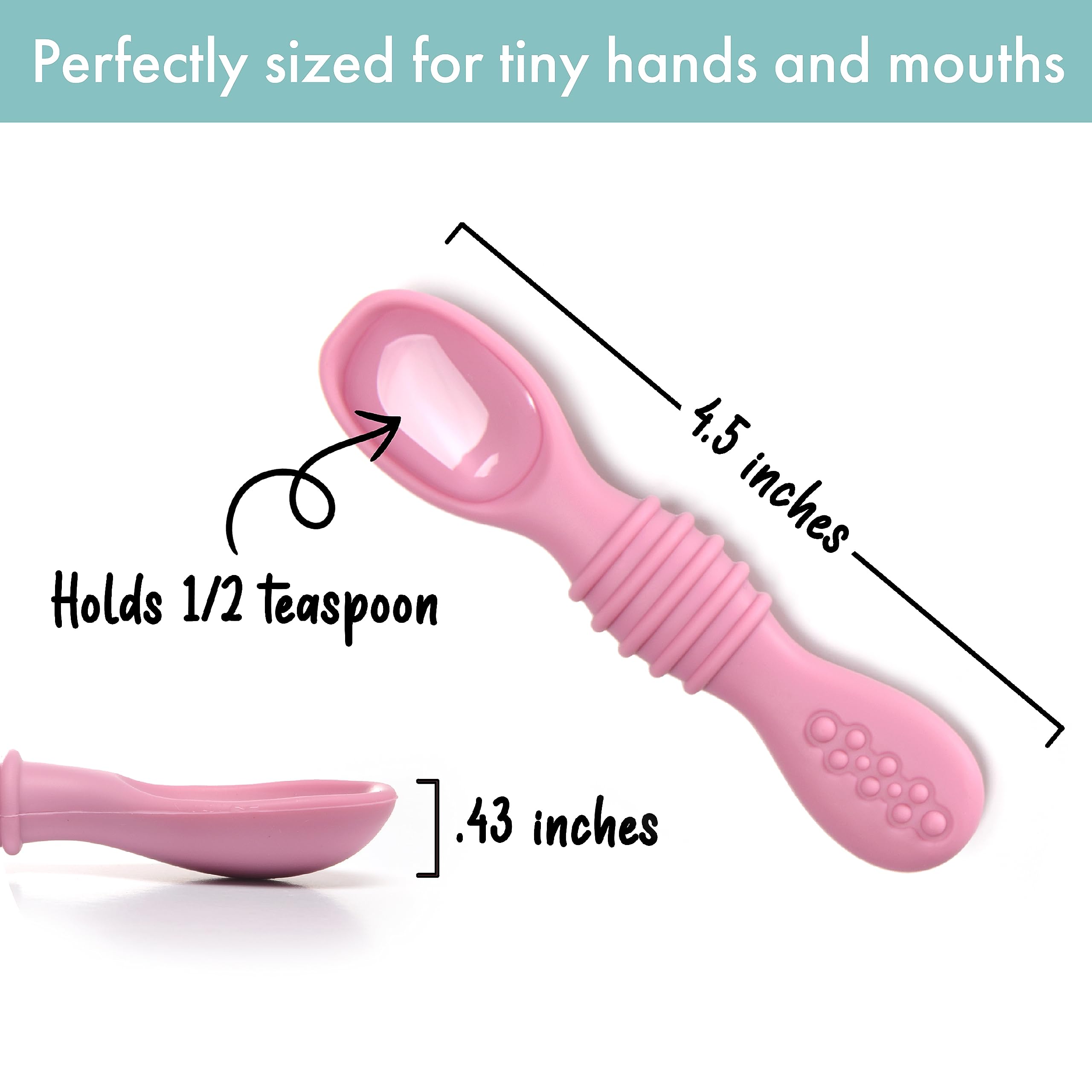 PrimaStella Silicone Rainbow Chew Spoon Set for Babies and Toddlers | Safety Tested | BPA Free | Microwave, Dishwasher and Freezer Safe