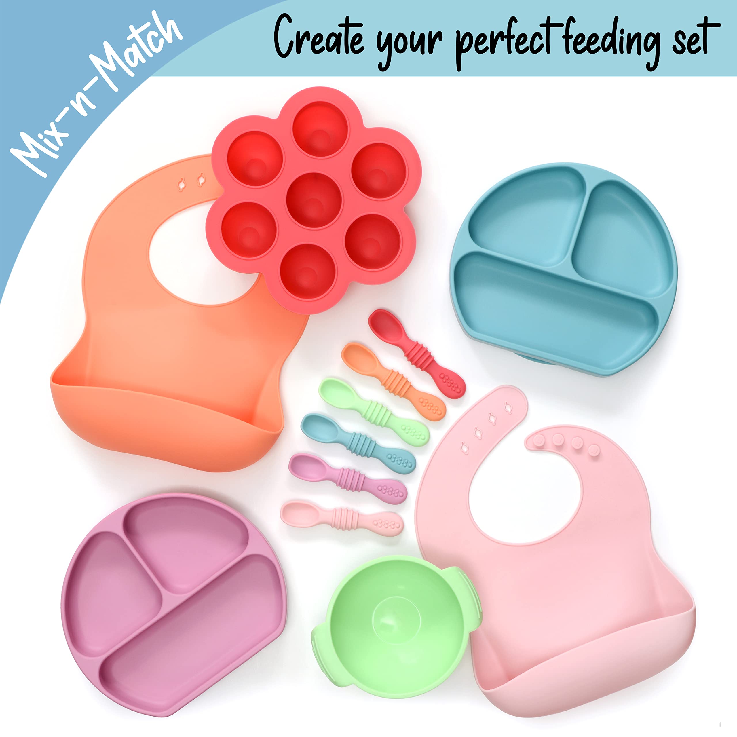 PrimaStella Silicone Rainbow Chew Spoon Set for Babies and Toddlers | Safety Tested | BPA Free | Microwave, Dishwasher and Freezer Safe