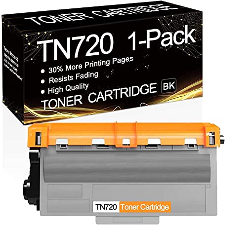 1 Pack TN-720 Black TN720 Toner Compatible Toner Cartridge Replacement for Brother HL-5440D HL-5450DN HL-5470DW HL-6180DW DCP-8110DN MFC-8710DW MFC-8810DW MFC-8910DW MFC-8950DW Printers.