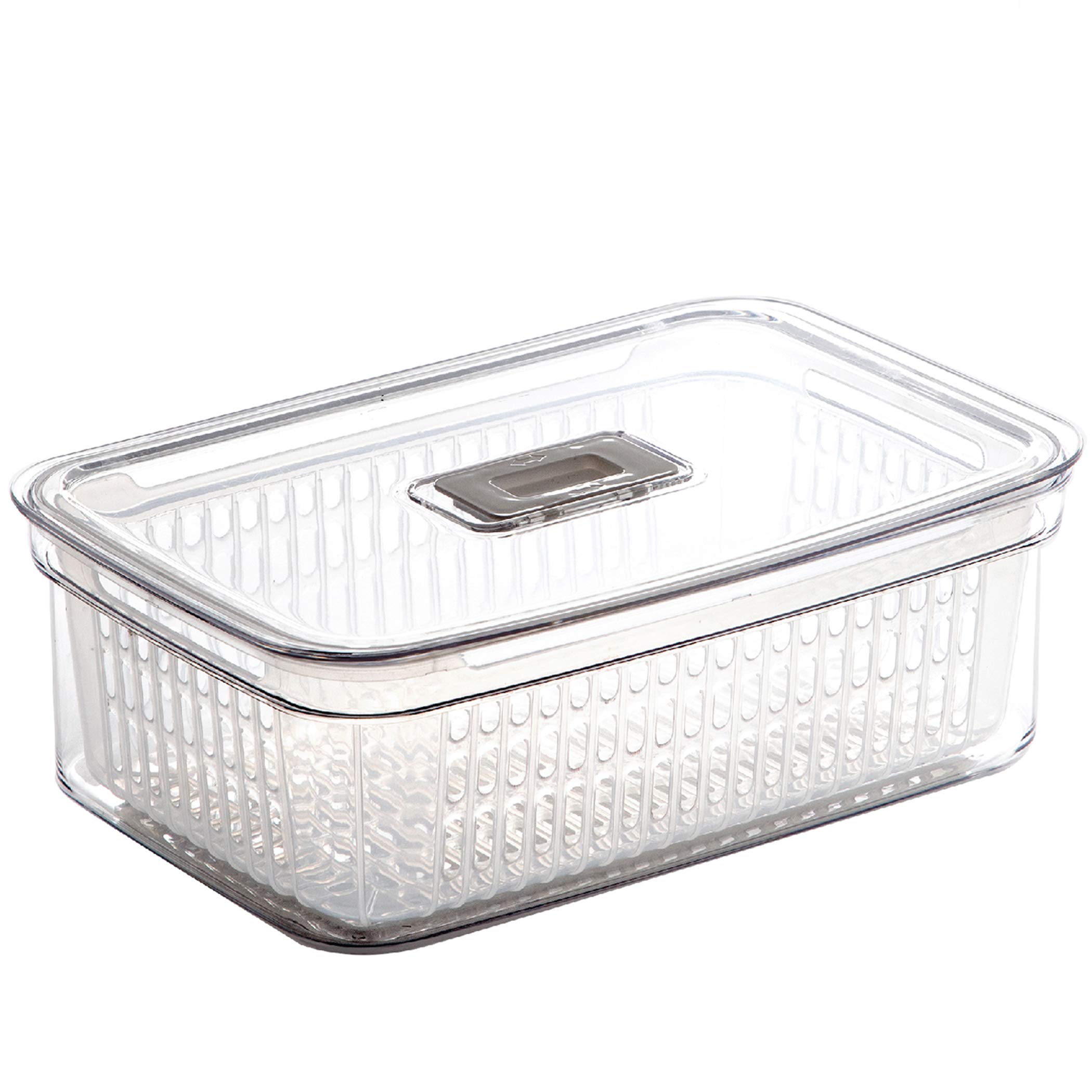 BINO | Produce Saver - 15.2 Cup/3.6L | Fridge Storage Containers for Fruits and Vegetables | Vegetable Storage with Adjustable Air Vent, Removable Basket | BPA-Free Fridge Organizers and Storage