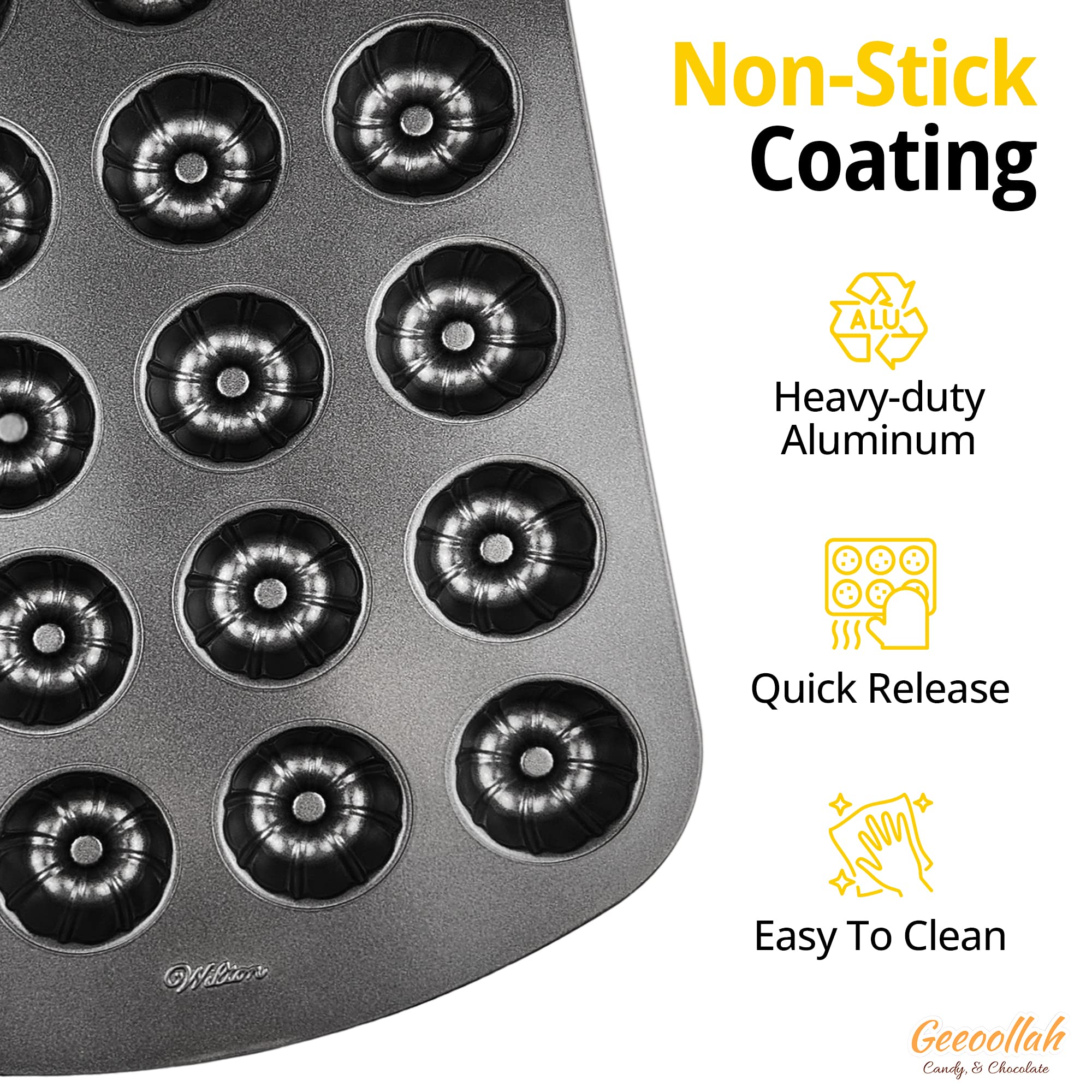 Wilton Mini Fluted Tube Pan – 24-Cavity Cake Pan – Easy To Use Cupcake Pan for Unique Baking Goods – Durable and Reliable Steel Pan with Non-Stick Coating – 16.5 x 10.5 inches
