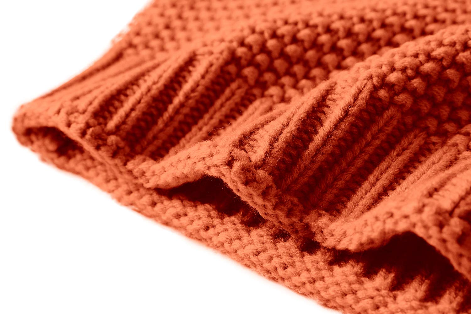Imily Bela Girls Turtleneck Sweaters Kids Batwing Sleeve Knit Clothes Chunky Pullover Jumper A-Orange