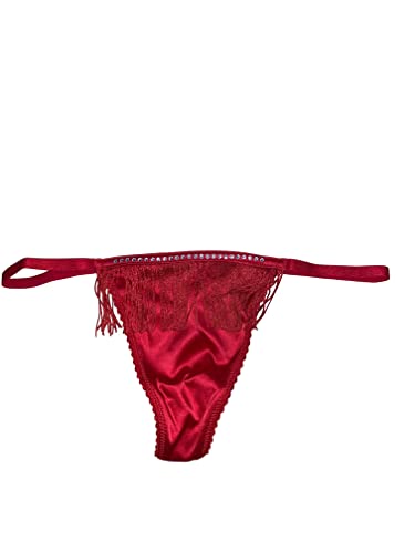 Victoria's Secret Very Sexy Fringe V-String Rhinestone Panty Color Red New (Medium)
