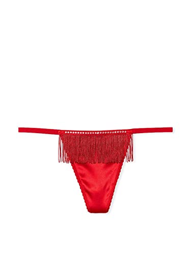 Victoria's Secret Very Sexy Fringe V-String Rhinestone Panty Color Red New (Medium)