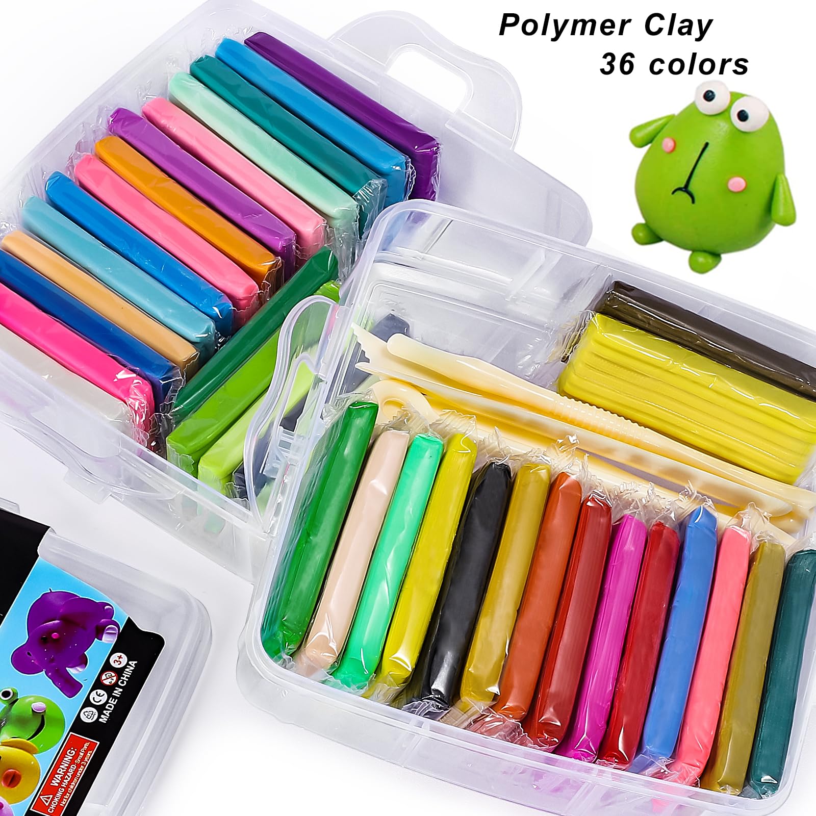 CiaraQ Polymer Clay Starter Kit-36 Colors, Modeling Clay for Kids&Beginners, Oven Baked Model Clay, Safe & Non-Toxic, Non-Sticky, with Sculpting Tools, Ideal Gift for Children&Artists