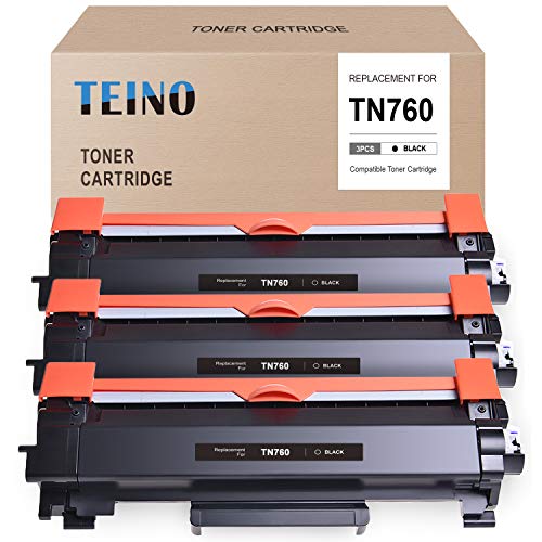 TEINO Compatible Toner Cartridge Replacement for Brother TN760 TN-760 TN730 use with Brother HL-L2350DW L2395DW MFC-L2710DW L2750DW L2730DW DCP-L2550DW HL-L2390DW L2370DWXL (Black, 3-Pack)