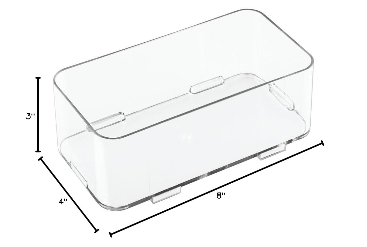 InterDesign Clarity Bathroom Interlocking Divided Drawer Organizer for Cosmetics, Beauty Products, Hair Accessories, Clear, X-Large, 12-inch x 4-inch x 3-inch