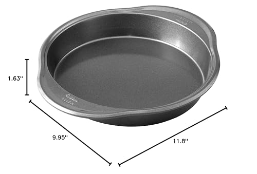 Wilton Advance Select 9 Inch Round Cake Pan; Made without PFAS, Extended Handles, Anti-Warping, Non-Stick Baking Pan With DuraLast™ Silicone-Infused Coating (Steel)